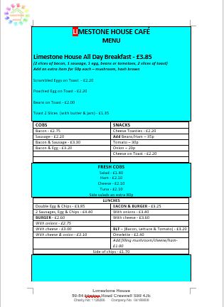 Memory Lane Café | Limestone House, Creswell