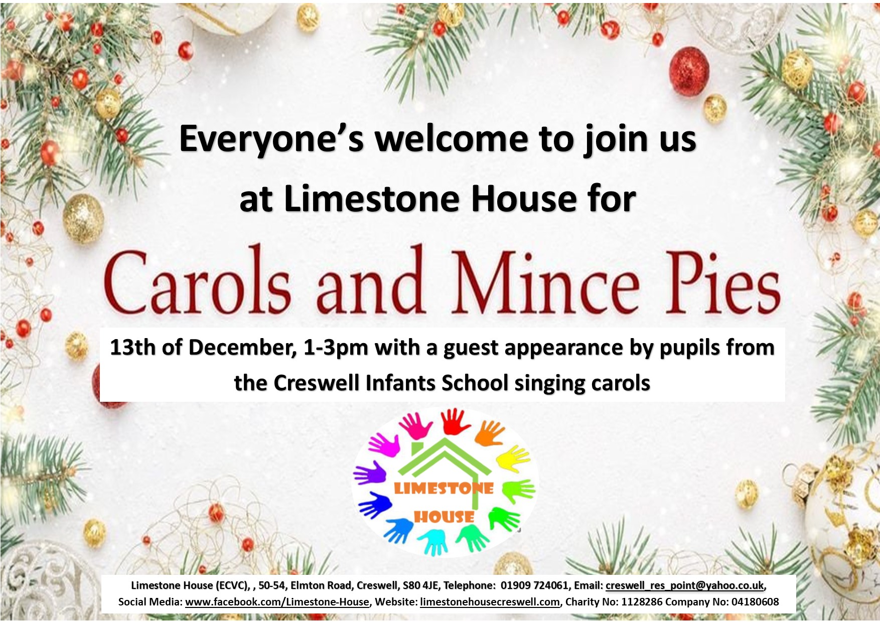 CAROLS & MINCE PIES – Limestone House, Creswell